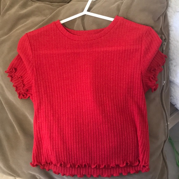 SHEIN | Shirts & Tops | Red Cropped Shirt From Shein | Poshmark